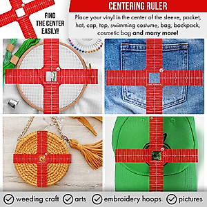 Good Life Ideas Tshirt Ruler Guide for Vinyl Alignment - T-Shirt Measurement Tool Heat Press to Center Designs, Easy tee Centering Tool, t Shirt aligning kit 7pcs, Red, Gray, White, Black, 12, Large