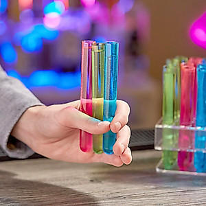 Desert Mercantile 24 Neon Test Tube Shot Glasses with 2 BONUS Liquor Pourers for Spill Free Pours for Bachelorette Parties, Bars, Pool Parties, Man-Caves, New Years Eve, and Holidays.
