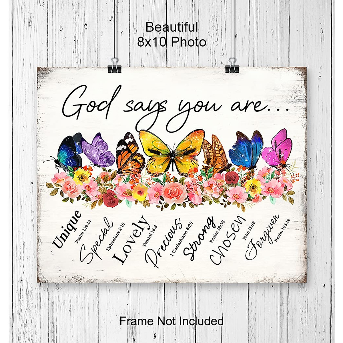 Christian Bible Verses Wall Art - God Says You Are Decor - Inspirational Catholic Religious Encouragement Gifts for Women Girls Room - Psalms Scripture Wall Decor - Rustic Positive Motivational Quotes
