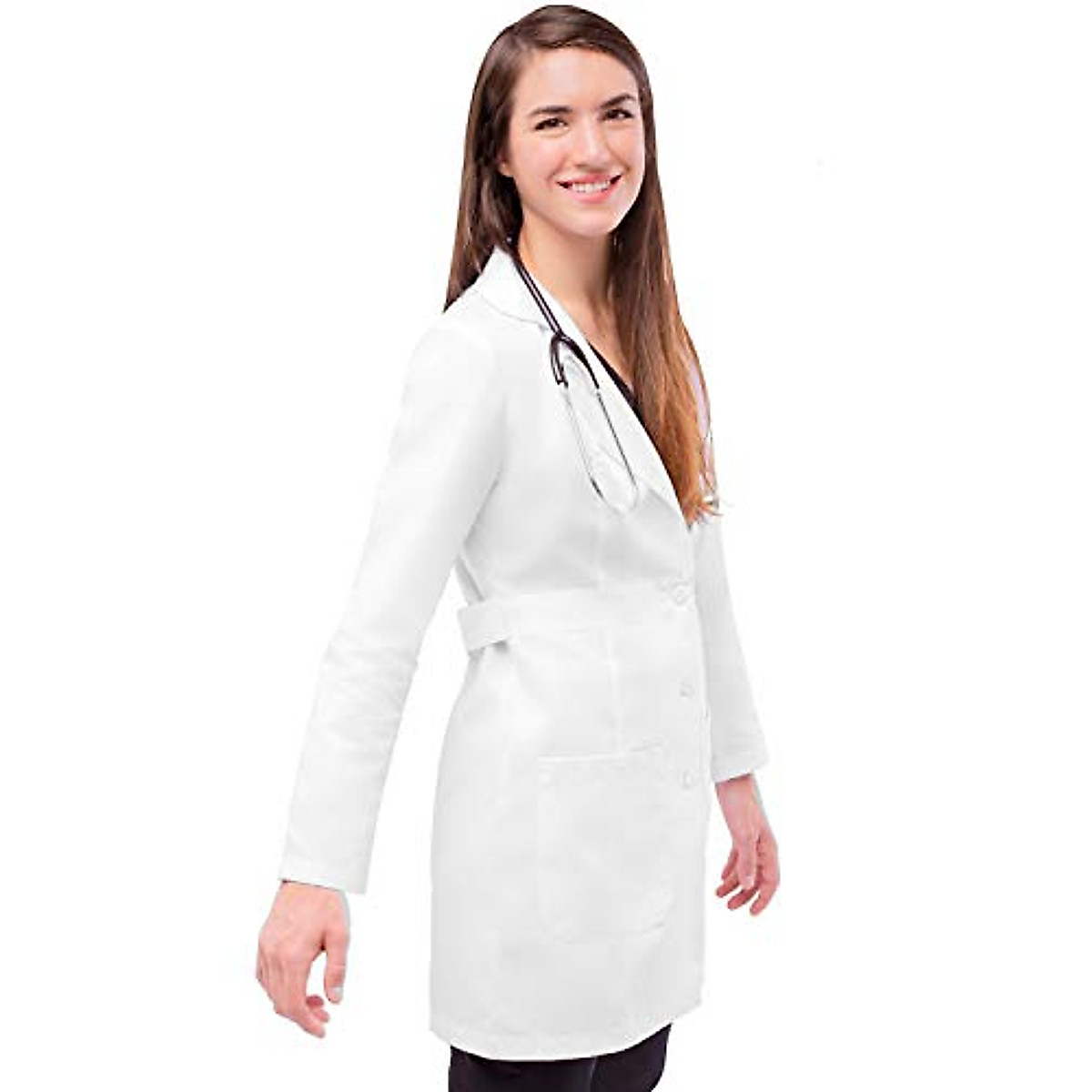 Adar Universal Lab Coats for Women - Belted 33" Lab Coat - 2817 - White - 3X