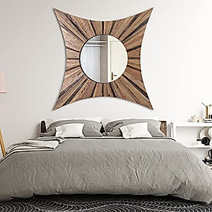 dreamlify Rustic Loon Peak Wall Mirror, Natural Wood Frame Accent Mirror with Beveled Effect, Stylish Decorative Mirrors for Home, 36 x 36