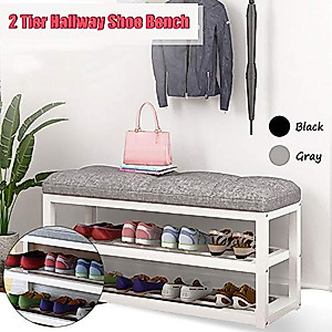 LDCHNH 2 Tier Shoe Storage Stool Living Room Shoe Rack Simple Change Shoe Bench Organizer Cabinet Hallway Seat Chair Shelf Holder (Color : D)