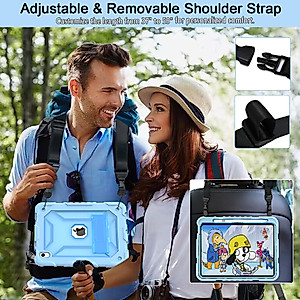 TIMISM Case for iPad 10th Generation Case 10.9 Inch 2022 with Shoulder Strap, Translucent PC Back Sturdy Heavy Duty Full-Body Shockproof Protective Case with Pencil Holder and Kickstand, Black+Green