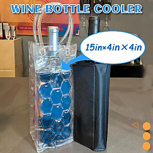 Wine Cooler Sleeve with Protector Instant Cooling and Keeps Your Drink Cold Keep Cool and Chill Champagne Wine-Blue (2 Packs)