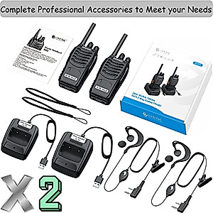 Walkie Talkies,eSynic 4Pcs Professional Rechargeable Walkie Talkies Long Range 2 Way Radio Handheld Radio Walkie Talkies for Adults Supports VOX 16CH with LED Light Original Earpieces for Camping etc