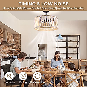 Flanagan 20 inch Boho Ceiling Fan with Lights, Modern Enclosed Design, Caged Fan, Remote Control, for Living Room, Bedroom, Kitchen