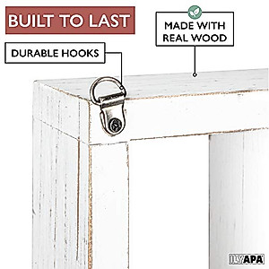 Ilyapa Rustic Wood Knick Knack Floating Shelf Weathered White - Wall Mounted or Freestanding Farmhouse Decor Display Case for Essential Oils, Trinkets, Curios is a Family-Owned Business