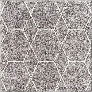 Unique Loom Trellis Frieze Collection Area Rug - Geometric (3' Square, Light Gray/ Ivory)