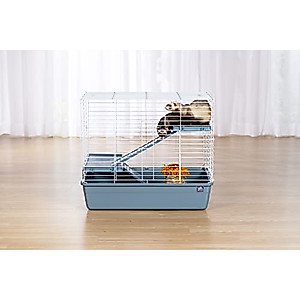 Prevue Pet Products Adult Ferret, Chinchilla, Small Animal Critter Home/Travel Cage with Deep Tubby Base, 1 inch Wire Spacing, Blue (529BLUE)