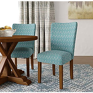 HomePop Parsons Classic Upholstered Accent Dining Chair, Teal (Set of 2)
