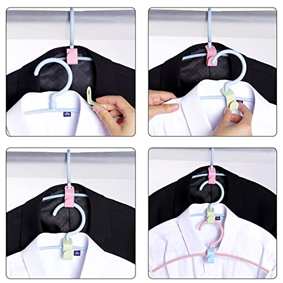 48Pcs Clothes Hanger Connector Hooks, Cascading Hangers Hooks Space Saving Organizer for Closet, 4 Colors