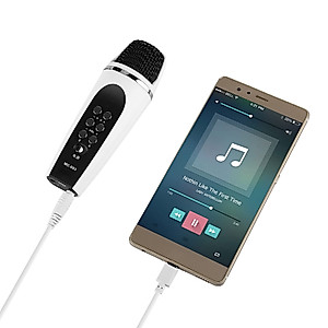 Voice Changer Microphone, Microphone Mic Voice Changer Microphone Microphone Karaoke Speaker with 4 Voice Conversion Modes for Smartphone PC