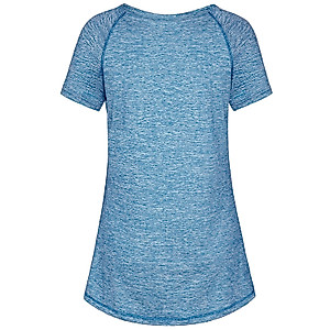 Kimmery Women's Moisture Wicking Shirt, Breathable Comfy Exercise Top, Short Sleeve Sports Wear, Blue XL