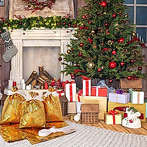 HRX Package Gold Foil Gift Bags with Ribbon Ties, 30pcs Gift Wrapping Sacks Pouches Christmas Mylar Goody Bags for Xmas Presents Party Favor