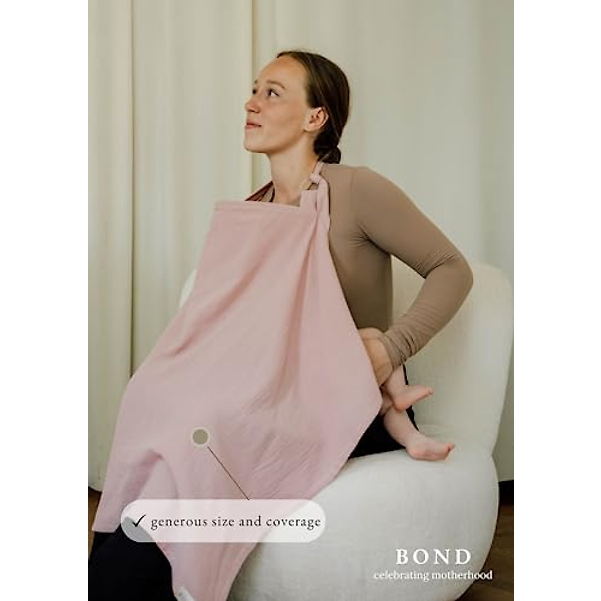 Nursing Cover for Baby Breastfeeding & Pumping with Wire | Multi Use Car Seat Stroller Cover | Lightweight Wire Breathable Soft Muslin Cotton | Breast Feeding Apron & Shawl Boho (Baby Pink)