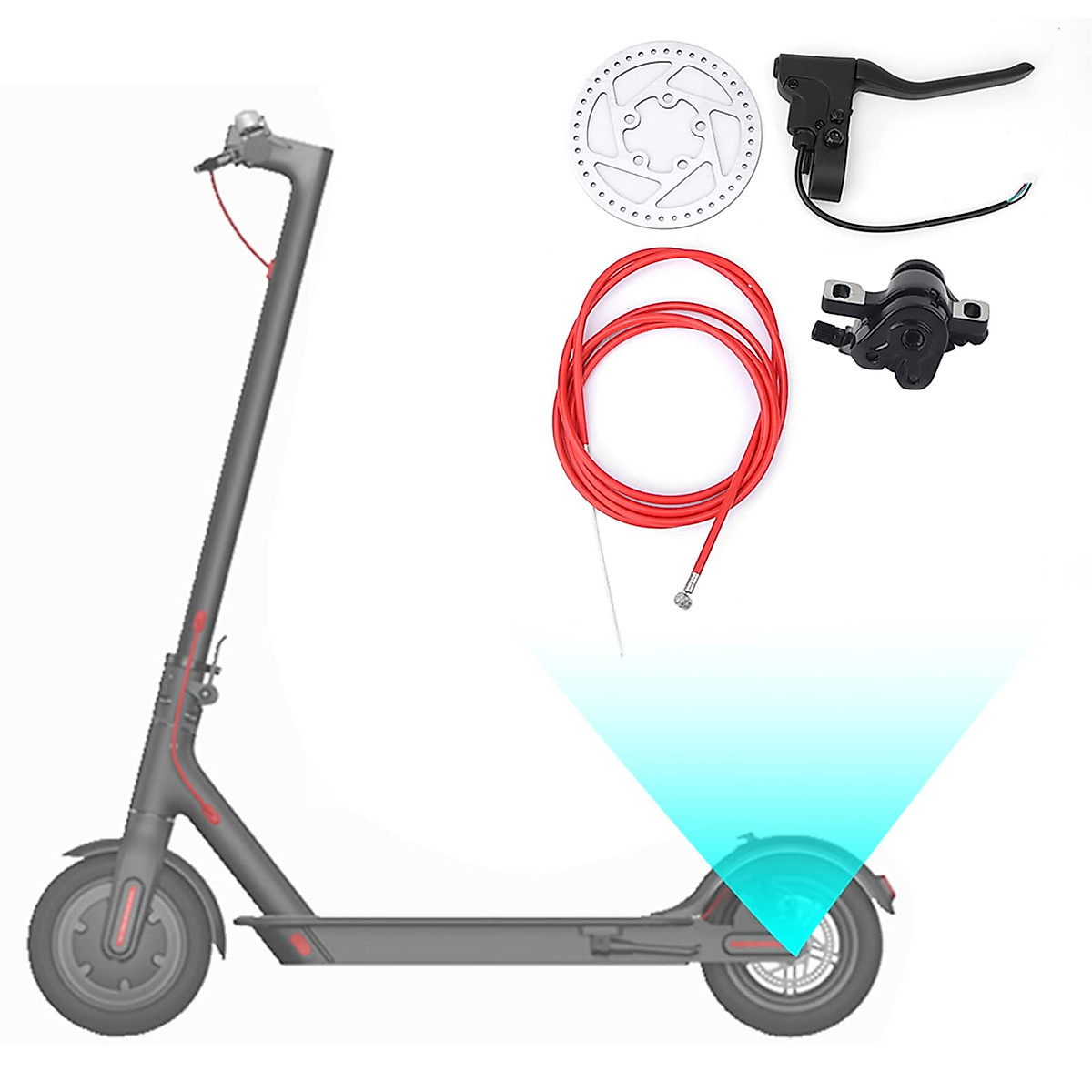 Scooter Rotor Brake Kit,Electric Scooter Disc Brake,Metal Disc Brake Device Set Brake Line Handle Electric Scooter Brake Accessories for Xiaomi M365 Electric Scooter Accessories Kit