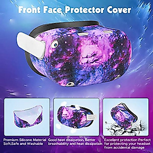 Relohas Accessories for Oculus Quest 2, VR Accessory Set for Meta Quest 2, Include Controller Grip Leather Cover, VR Shell Cover, Face Cover, The Best Gifts for Christmas and Halloween(Galaxy Purple)