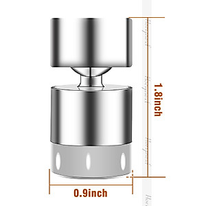 Horiznext Faucet Aerator, 360° Swivel Sprayer Attachment for Kitchen and Bathroom Sink Tap 2 flow mode, 1.8GPM, chrome plated brass leadfree (1 pc)