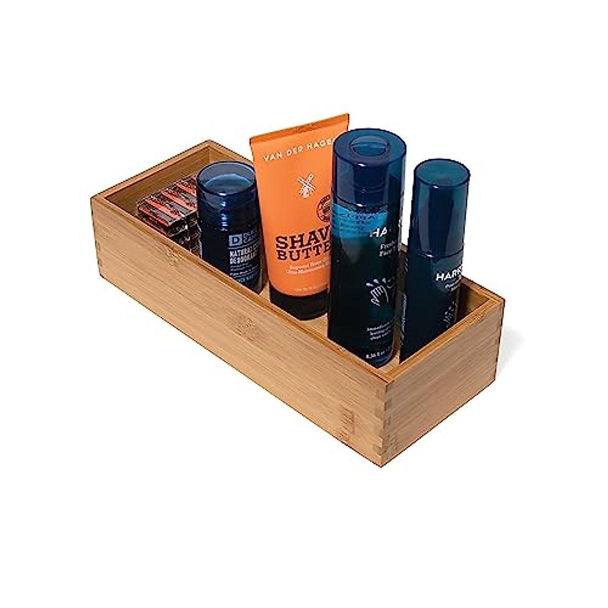 Lipper International Bamboo Utensil Holder Storage Box for Cooking Tools, Makeup, or Office Supplies, 5" x 12" x 3"