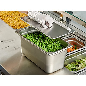 CURTA 6 Pack Anti-Jam Slotted Hotel Pans with Lids, 1/3 Size 2 1/2 Inch Deep, NSF Commercial 18/8 Stainless Steel Chafing Steam Table Food Pan with Covers