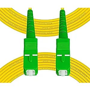 Fibergaga 2m(7ft) OS2 SC/APC to SC/APC Fiber Patch Cable Single Mode Fiber, Simplex, Length Option: 0.5M(1.6ft)-100m(328ft) 9/125µm Fiber Optic Cable, OS1/OS2 Compatible-1 Pack