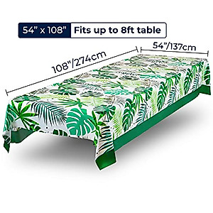 ROYAL BLUEBONNET Tropical Tablecloth -2 Designs- Disposable Hawaiian Plastic Tablecloth for 6 or 8 Foot Tables, Rectangle 108x54 Inch Plastic Luau Tablecloth for Hawaiian Party Decorations
