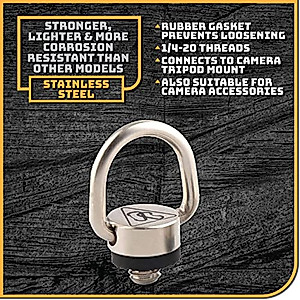 Danger Buddies Camera Carabiner Clip D-Ring - Easily Attach a Carabiner to your Camera with this 1/4-20 Tripod Mount D-Ring (2-Pack)