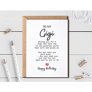 To My Gigi - Gigi Birthday Card - Gigi Is The Greatest Gifts In My Life - Birthday Card For Gigi - Gift For Gigi Card- Christmas Gifts For Gigi