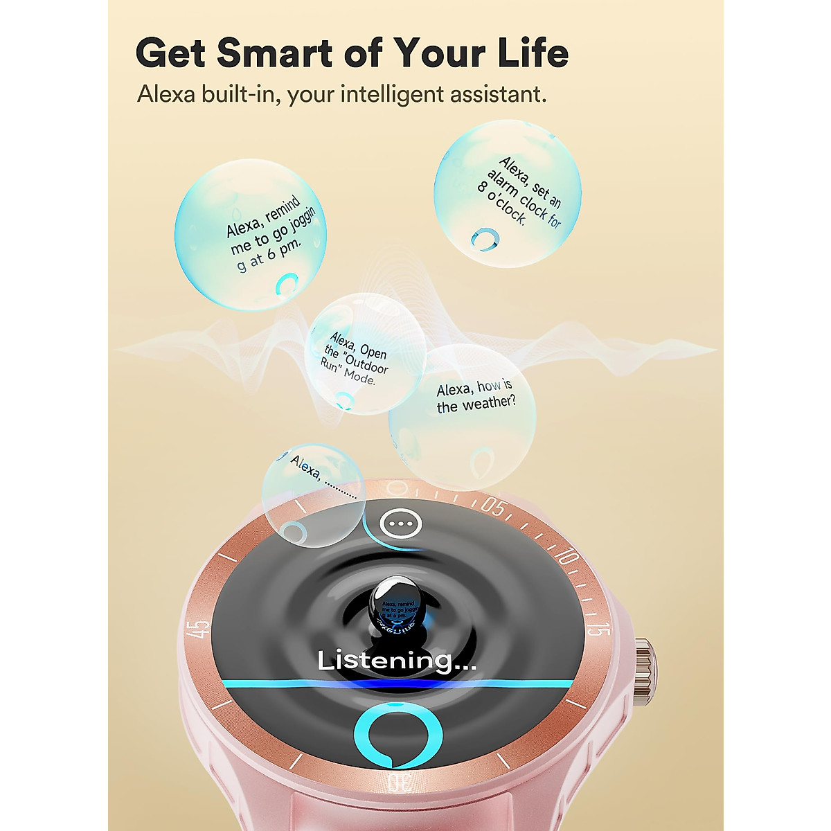 Quican Fitness Smart Watch for Women, iOS Android Compatible Bluetooth Watch, Activity Tracker with Heart Rate/Sleep Monitor/Calorie Counter, Reloj Inteligente Support 100 Sports, IP68 Waterproof