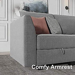 HONBAY Side Armrest Module for Modular Sofa Pair of Armrests for Sectional Modular Couch, Grey