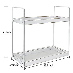 2 Tier Bathroom Countertop Organizer, Counter Standing Rack Cosmetic Holder, Countertop Storage Shelf Cosmetic Organizer Holder, Detachable Kitchen Spice Rack Wire Basket Storage Counter Shelf