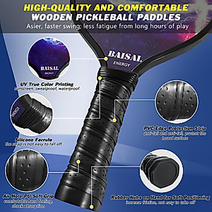 Baisal Pickleball Set with Net Portable Outdoor Indoor, 22FT Regulation Size Pickleball Net for Driveway with 4 Wooden Pickleball Paddles, 1 Pickle Ball Net, 4 Balls,1 Storage Bag, 1 Carry Bag