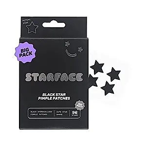 Starface Black Star BIG PACK, Hydrocolloid Pimple Patches, Absorb Fluid and Reduce Inflammation, Cute Star Shape, Cruelty-Free Skincare (96 Count)
