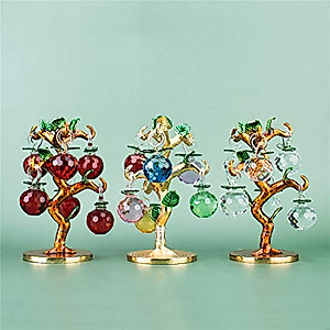 Crystal Apple Tree Red Apple Decorations Ornament Decorative Artificial Good Luck Tree for Living Room Centerpiece