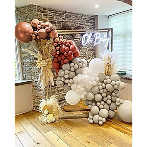 Boho Baby Shower Decorations, SKEFOLI 88PCS Pink Balloon Arch Kit with Beige Brown Double Stuffed Balloons Rose Gold Balloons Boho Balloon Garland for Birthday Party Bridal Shower Valentine Wedding