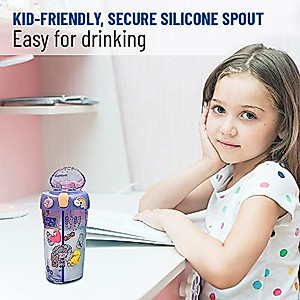 kids plastic water bottle with double straws (yellow)