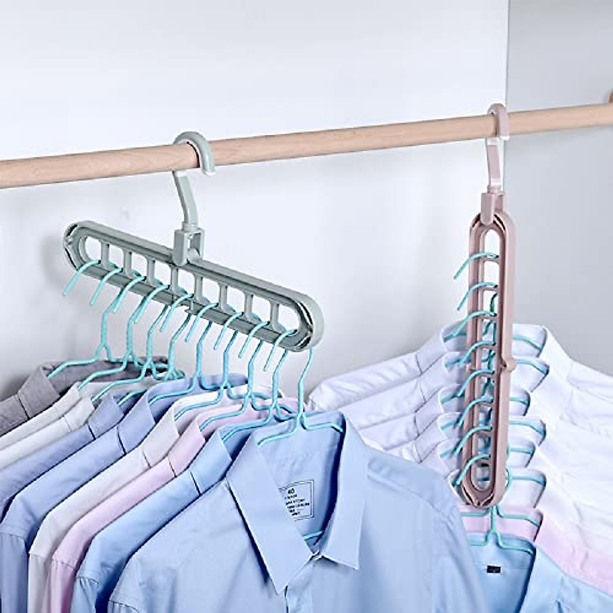 Askfairy 5PCS Multifunctional Foldable Hanger with 9 Holes Space Saving Hangers for Heavy Clothes, Shirts Pants Dresses Coats