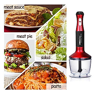 Immersion Blender LINKChef Hand Blender 5 in 1 Powerful 20 Speed Emulsion Blender with 800ml Beaker, Egg Whisk,500ml Food Grinder, Ice crush Blade,for Puree Infant Food, Smoothies, Sauces and Soups
