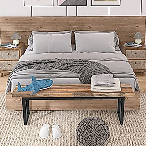 STHOUYN 59” Dining Bench Pair of 2 for 6-8 Person, Farmhouse Indoor Kitchen Table Benches, Bed Bench, Industrial Shoe Bench, Entryway Benches (Brown 2pcs)