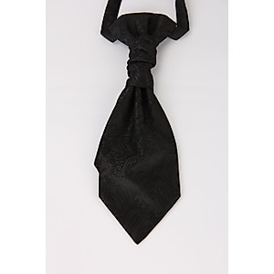 Hello Tie Pre-tied Microfiber Ascot Ruche Paisley Cravats Tie for Men (Black)