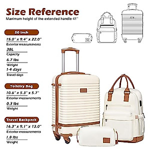 Coolife Suitcase Set 3 Piece Luggage Set Carry On Travel Luggage TSA Lock Spinner Wheels Hardshell Lightweight Luggage Set(White, 3 piece set (BP/TB/20))