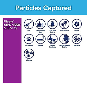 Filtrete 14x25x1 Air Filter, MPR 1500, MERV 12, Healthy Living Ultra-Allergen 3-Month Pleated 1-Inch Air Filters, 2 Filters