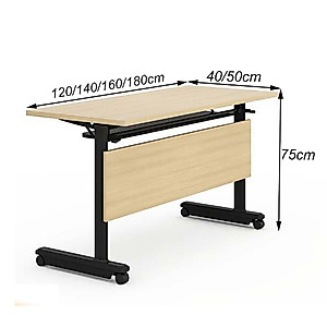 Flip Top Mobile Training Table with Modesty,Storage Layer and Lockable Wheels, Folding Meeting Room Table Boardroom Desk for Office Conference Room (Color : A, Size : 120 * 40 * 75cm)