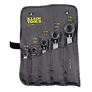 Klein Tools 68245 Reversible Ratcheting Box Wrench Set, 5-Piece, Black