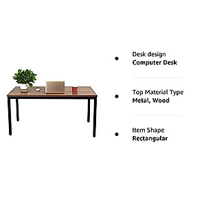 BIBOC 24X55 inches Computer Desk/Dining Table, Office Desk, Composite Wood Board Sturdy Writing Workstation for Home Office Walnut and Black Legs