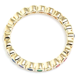 Silver On The Web Gold Over Fine Sterling Silver Rainbow Color Cubic Zirconia Eternity Band Ring Size 6. Also available in size 7, 8 and 9