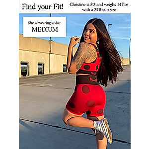 Miraculous Womens Sports Bra and Biker Shorts 2 Piece Set Red/Black (Sports Bra Short Set) X-Large