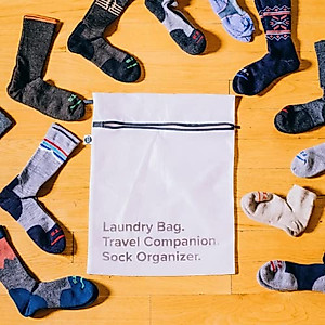 FITS Socks Laundry Bag, Mesh Garment Wash Bag for Socks, Clothes, Travel, & Organization