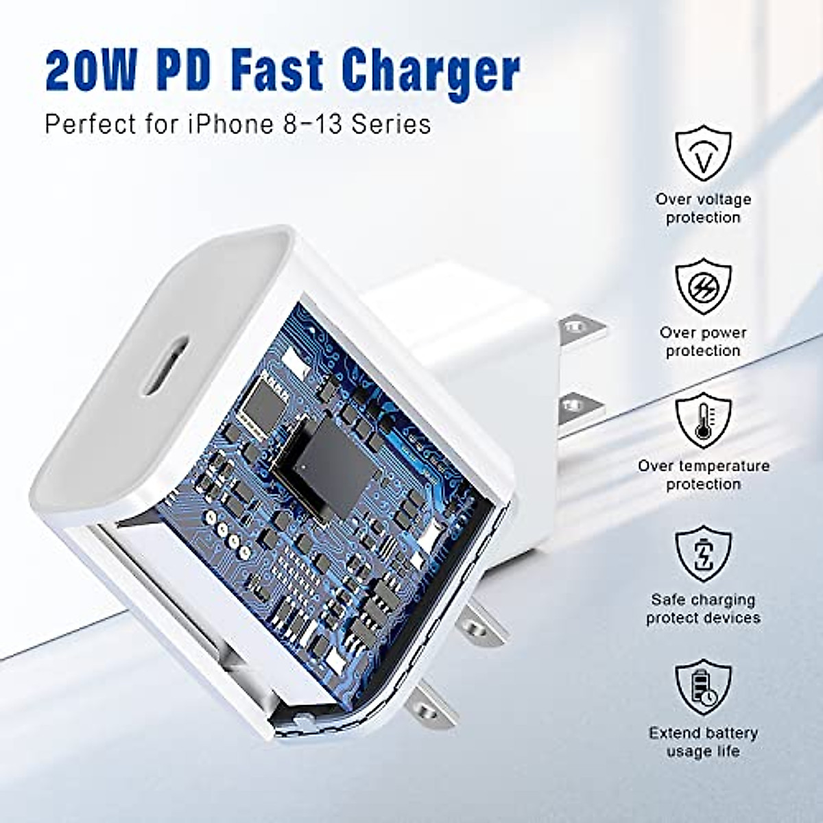 iPhone Fast Charger, [Apple MFi Certified] 2 Pack 20W USB C Wall Charger Plug, Fast Charging Type C Charger with 6FT Lightning Cable Compatible with iPhone 14/13/12/11 Pro Max, Mini,Pro/XR/iPad