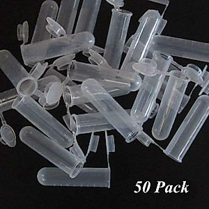 Aysekone 50 Pack 5ml Non-Sterile Plastic EP Vial Sample Tubes Storage Container Centrifuge Microcentrifuge Tubes Polypropylene Graduated with Snap Cap